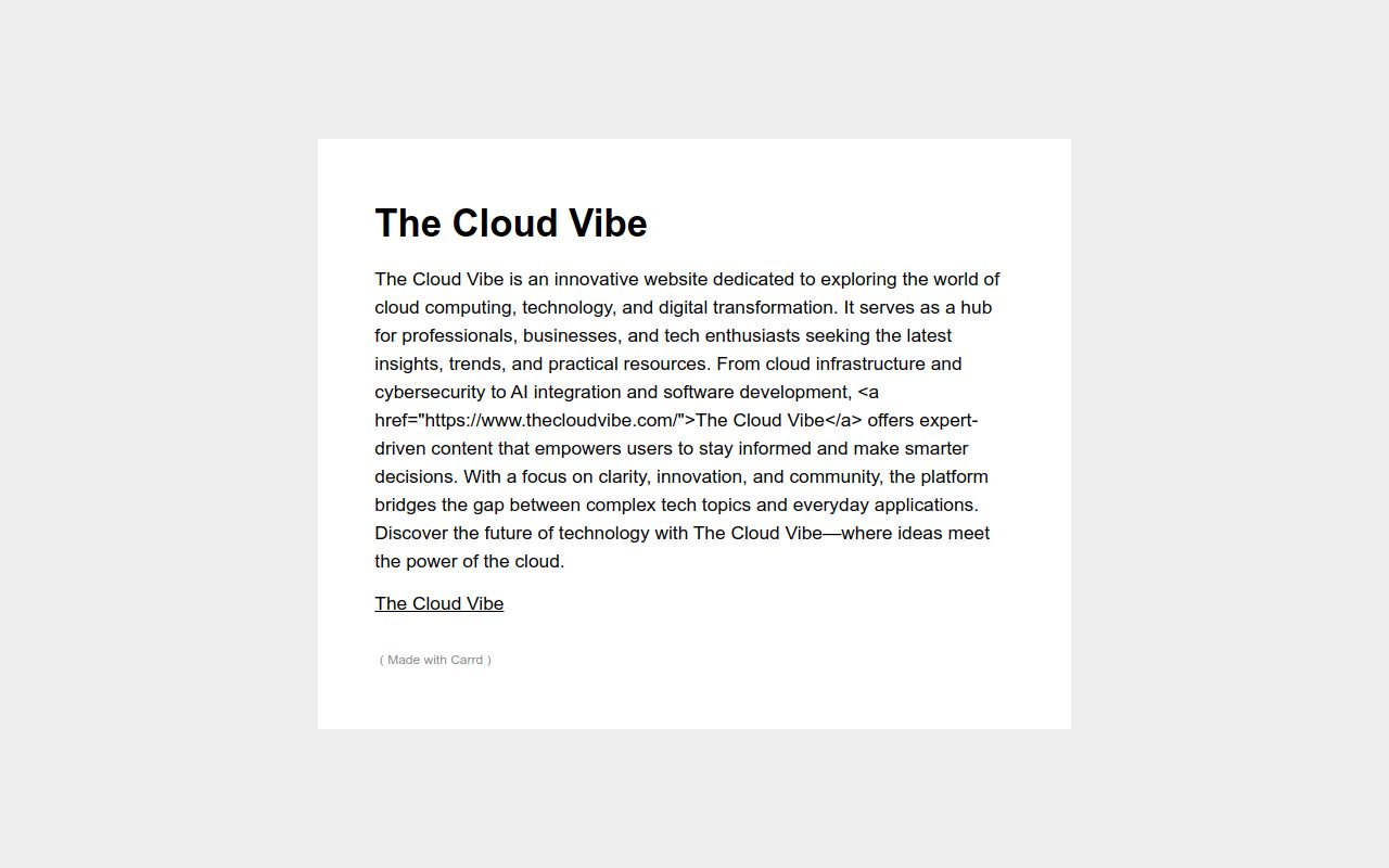 The Cloud Vibe